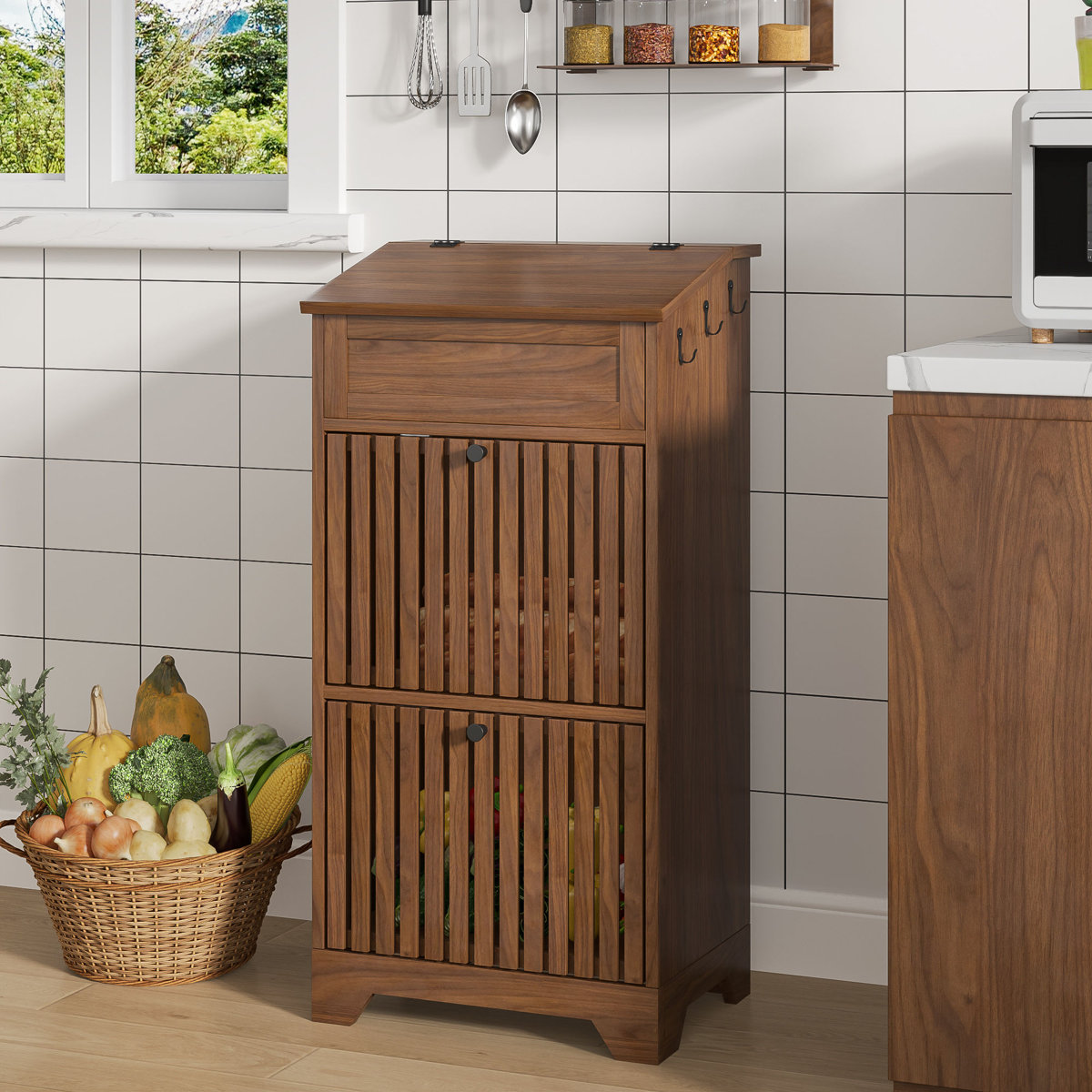 Ebern Designs Potato Storage Bin, Vegetable Fruit Rack, Food Storage Cabinets, Snack Cabinet ...